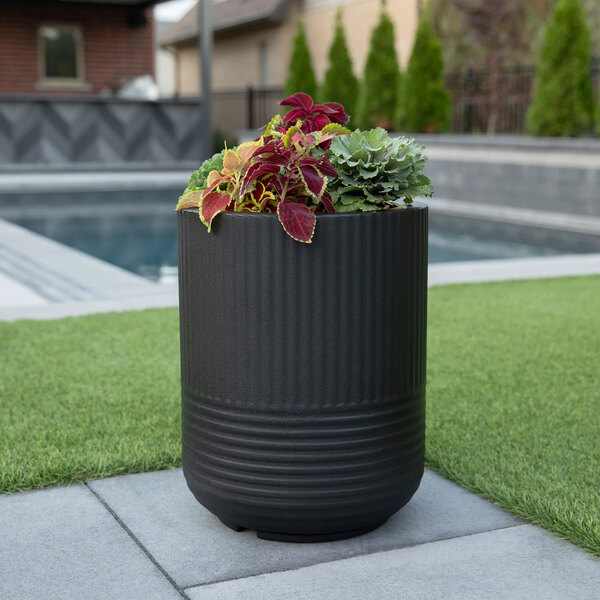 Mayne Arden 14 1/8" x 18" Black Round Planter
