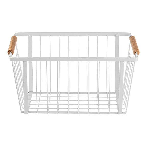 Tablecraft 12" x 8" x 6" White Stackable Powder-Coated Steel Storage ...