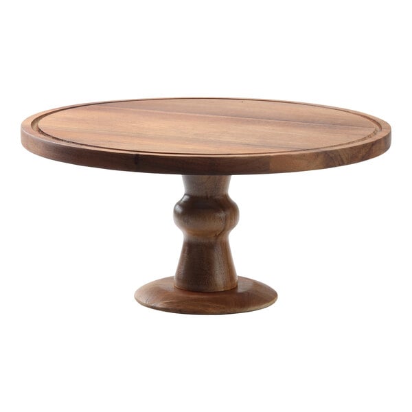 Tablecraft Acacia Collection 12 1/2" x 6" Round Acacia Wood Cake Stand ...
