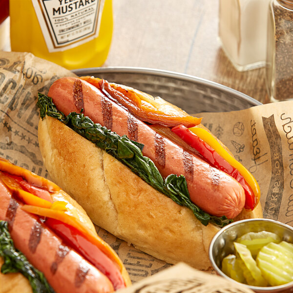 Sabrett 6 3/8" 5/1 Skinless Spicy Beef Sausage - 150/Case