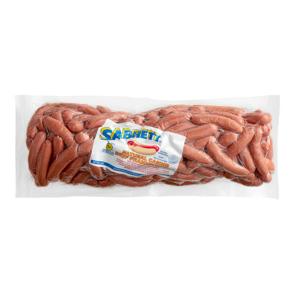 Sabrett 3 3/8" 24/1 Natural Casing Mini Beef Frank - 720/Case