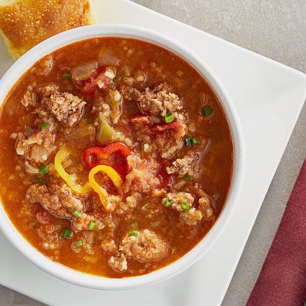 Bistro Soups by Vienna Beef Stuffed Pepper Soup with Beef 4 lb. - 4/Case