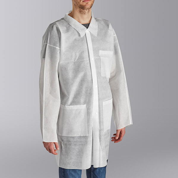 POLYPROPYLENE LAB COAT 26GSM ELASTIC WRISTS XL CS