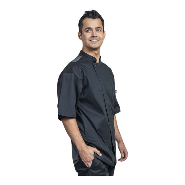 Uncommon Chef Florence Unisex Customizable Black Short Sleeve Chef Coat ...