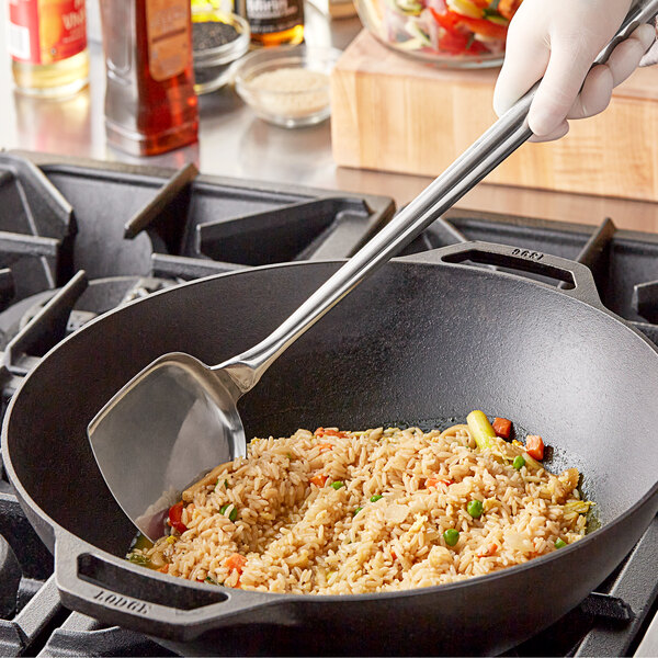 Town 4" x 3 1/2" Small Stainless Steel Wok Spatula with 13" Handle 33976