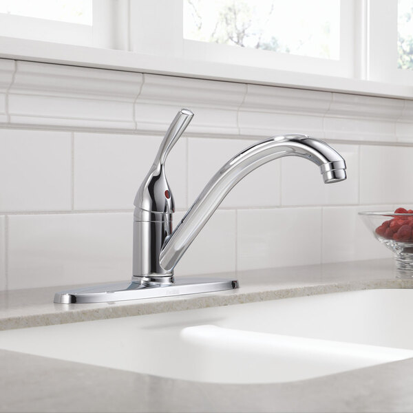 Delta Faucet 100-DST 1.8 GPM Deck-Mount Chrome Finish Kitchen Faucet ...