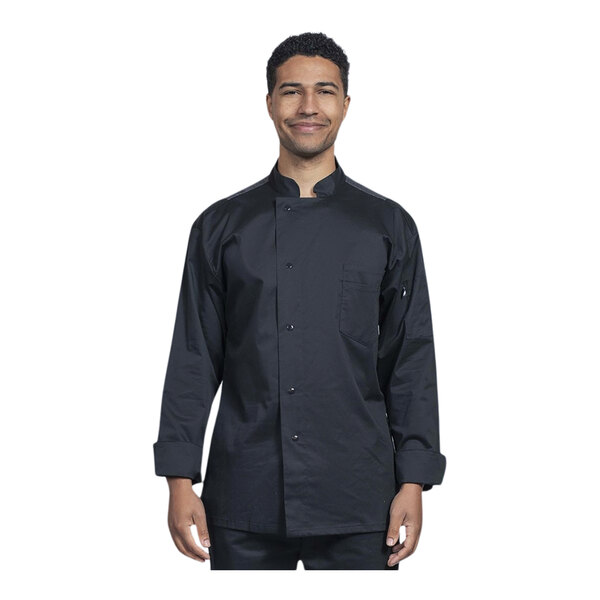 Uncommon Chef Genoa Unisex Customizable Black Long Sleeve Chef Coat ...