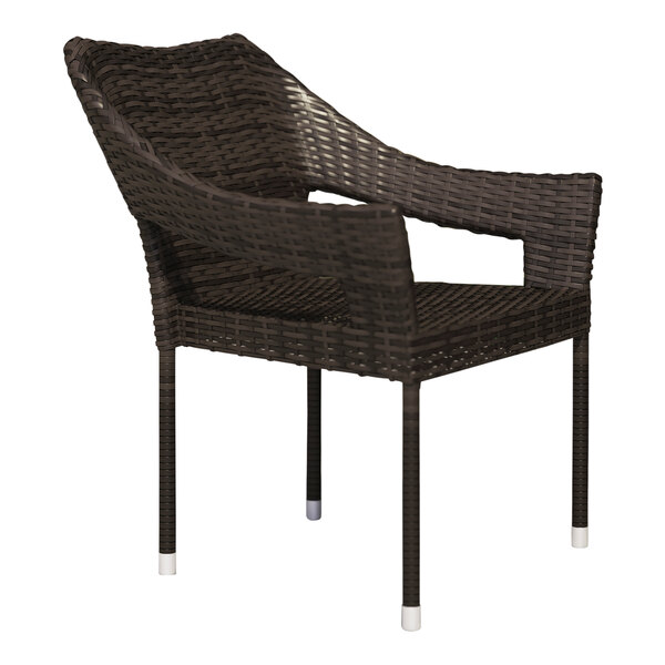 Flash Furniture Ethan Espresso Synthetic Rattan Stackable Arm Chair