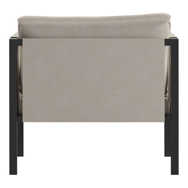 Flash Furniture Lea Black Steel Frame Arm Chair with Beige Cushions and ...