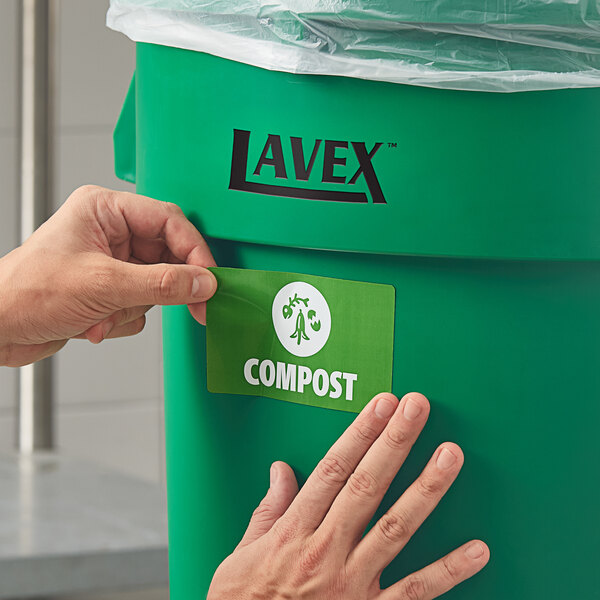Lavex 3" x 5" Compost Waste Stream Label - 10/Pack