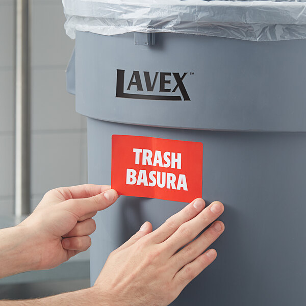 Lavex 3" x 5" Trash / Basura Waste Stream Label - 10/Pack
