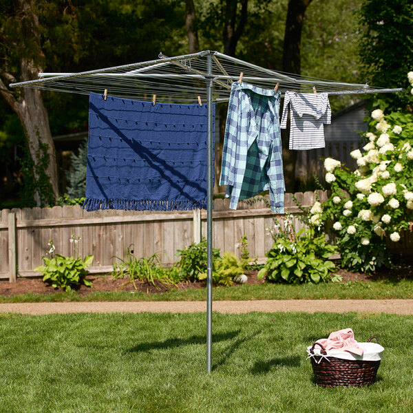 Household Essentials 210 Ft. Aluminum Outdoor Parallel Drying Rack with ...