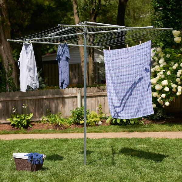 Household Essentials 182 Ft. Steel Rotary Outdoor Parallel Drying Rack ...