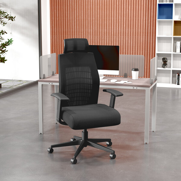 Boss Black Mesh High-Back Task Chair with 3D Multi-Direction Armrests ...