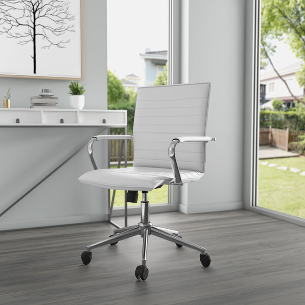 Boss White Caressoft Vinyl Hospitality Task Chair