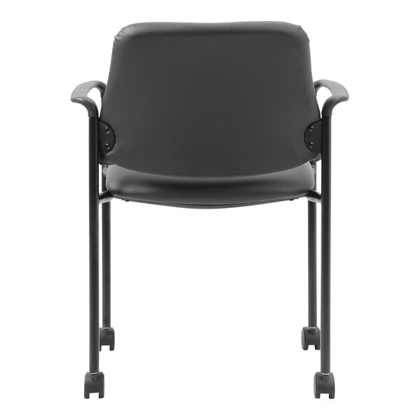 Boss Contemporary Black Caressoft Vinyl Stacking Guest Chair with Fixed ...