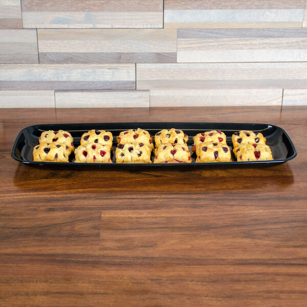 Sabert Mozaik 17 1/2" x 6 1/2" Black Plastic Platter / Catering Tray ...