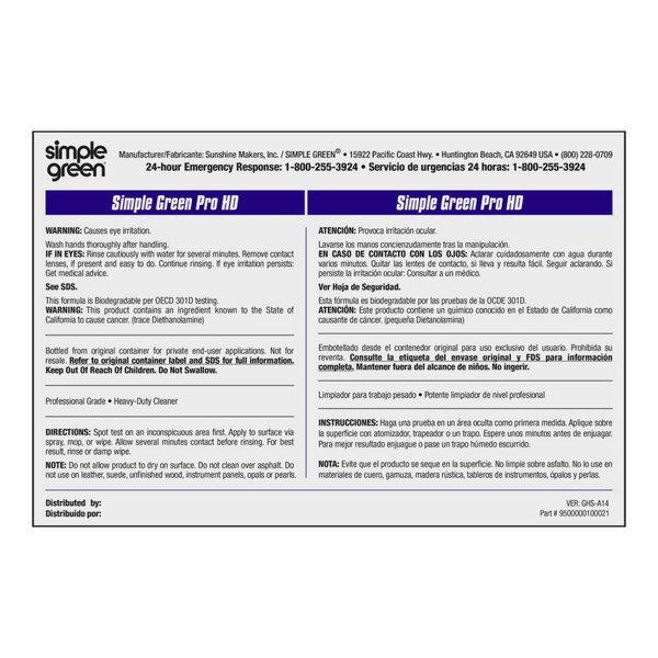 Simple Green Pro HD 9510001000021 Heavy-Duty Cleaner and Degreaser ...