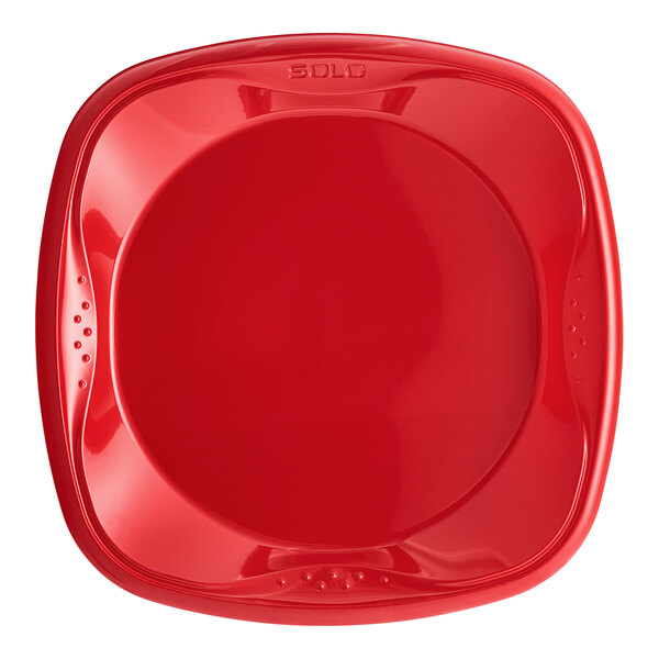 Solo Squared® 9" Red Plastic Plate - 320/Case