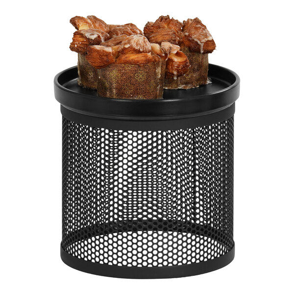 Cal-Mil Camden 7 1/2" x 7" Black Perforated Metal Round Display Stand