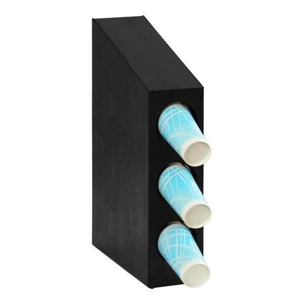 Cal-Mil Classic Black Plastic 3-Compartment Countertop Cup Dispenser ...