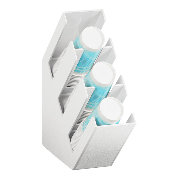 Cal-Mil Classic White 3-Compartment Slanted Cup / Lid Organizer 2048-3-15