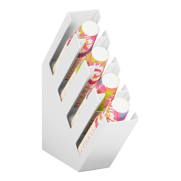 Cal-Mil Classic White 4-Compartment Slanted Cup / Lid Organizer 2048-4-15