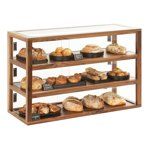 Cal-Mil Sydney 42" x 17" x 28" 3-Tier Walnut Bakery Display Case 22913-78