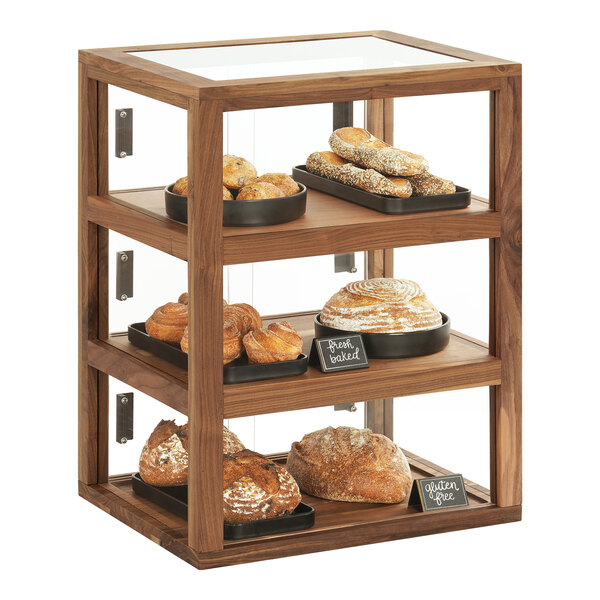 Cal-Mil Sydney 21" x 17" x 28" 3-Tier Walnut Bakery Display Case 22912-78