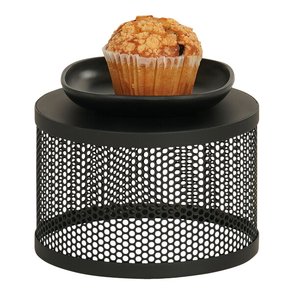 Cal-Mil Camden 7 1/2" x 5" Black Perforated Metal Round Display Stand