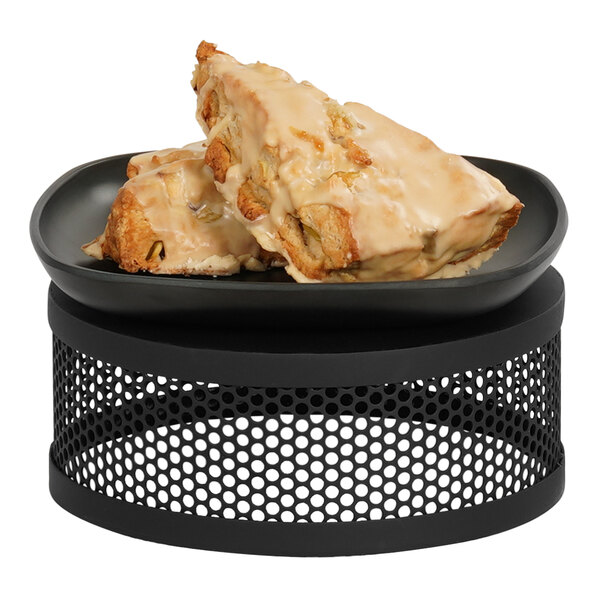 Cal-Mil Camden 7 1/2" x 3" Black Perforated Metal Round Display Stand