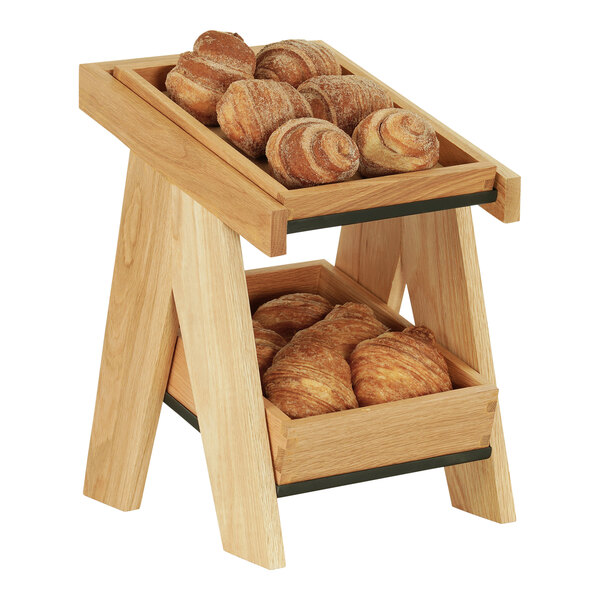Cal-Mil Sydney 14" x 12 1/2" x 17 1/2" 2-Tier Oak Display Merchandiser ...