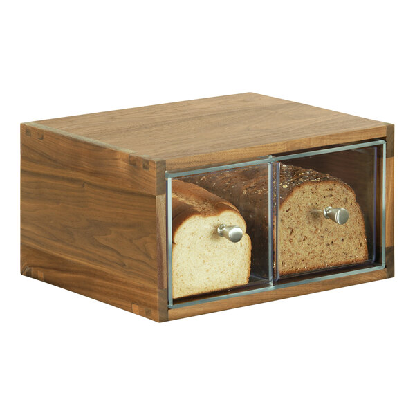 Cal-Mil Sydney 13 5/8" x 13" x 7 1/8" 2-Drawer Walnut Bread Display ...