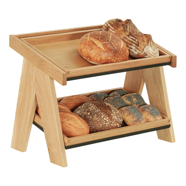 Cal-Mil Sydney 23 1/4" x 14" x 17 1/2" 2-Tier Oak Display Merchandiser ...