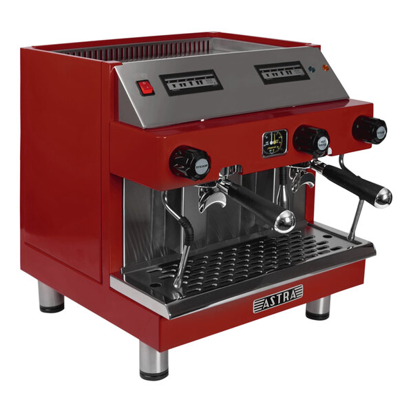 Astra Mega II M2C-014-1-RD Automatic Red Compact Espresso Machine - 110V