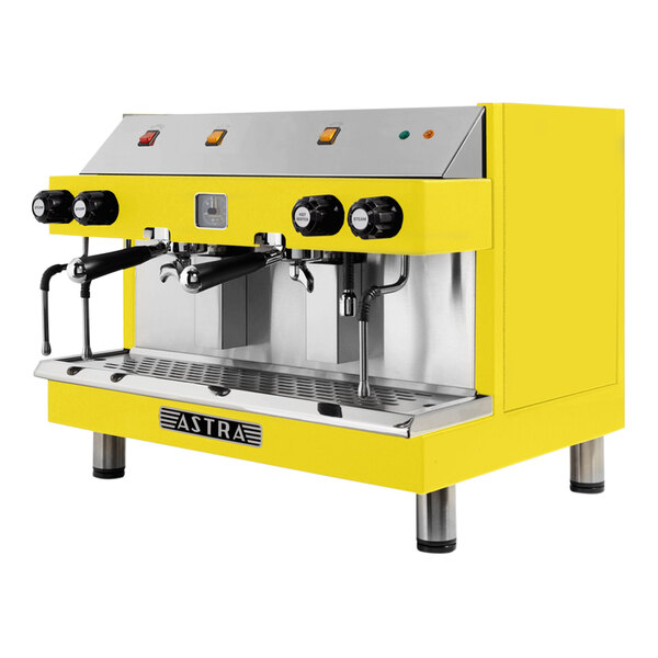 Astra Mega II M2S-017-YL Semi-Automatic Yellow Espresso Machine - 220V