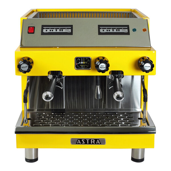 Astra Mega II M2C-014-YL Automatic Yellow Compact Espresso Machine - 220V