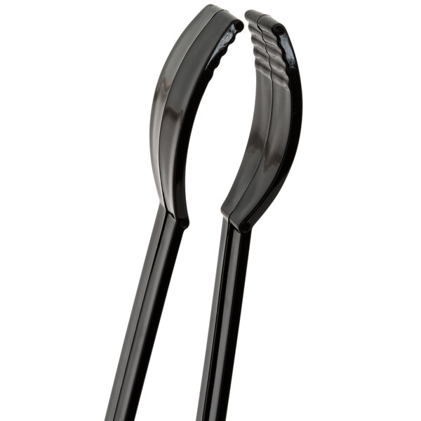 Fineline 3307-BK 7" Black Plastic Tongs - 48/Case