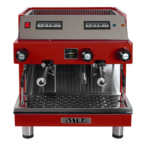 Astra Mega II M2C-014-RD Automatic Red Compact Espresso Machine - 220V