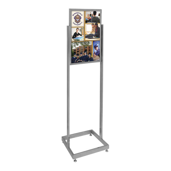 United Visual Products 14" x 22" Chrome Rectangular Tube Stand Pedestal ...