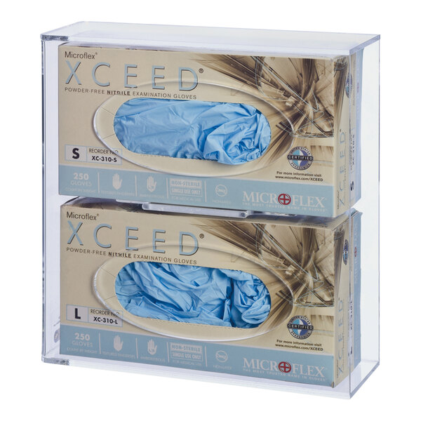 Omnimed Deluxe Acrylic 2-Box Wall Mount Disposable Glove Dispenser