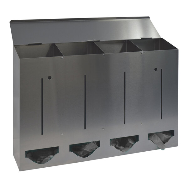 Omnimed Stainless Steel 4-Compartment Bulk PPE Dispenser 307024
