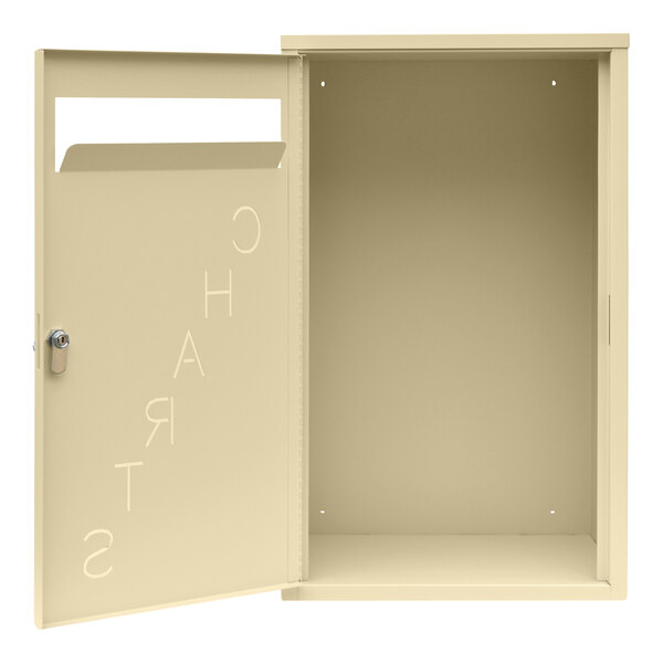 Omnimed 16" x 12" x 26 3/4" Beige Steel Wall-Mount Medical Records Drop ...