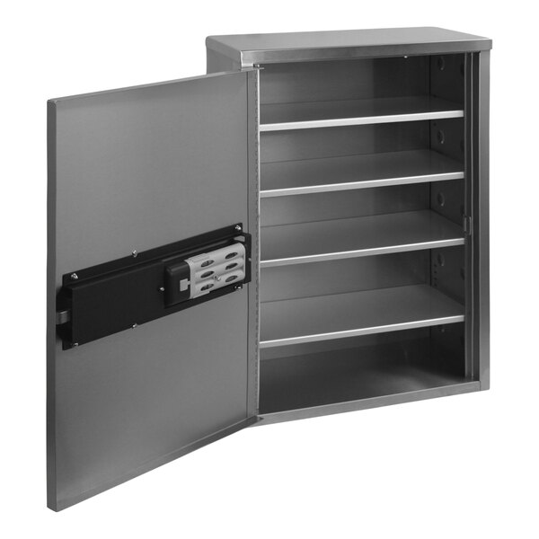 Omnimed 16" x 8" x 24" Stainless Steel Wall-Mount 4-Shelf Narcotics ...