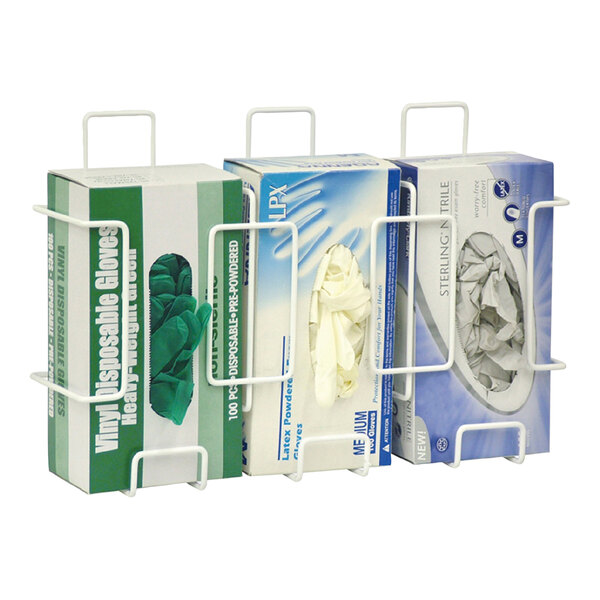 Omnimed Deluxe Steel Wire 3-Box Wall Mount Disposable Glove Dispenser