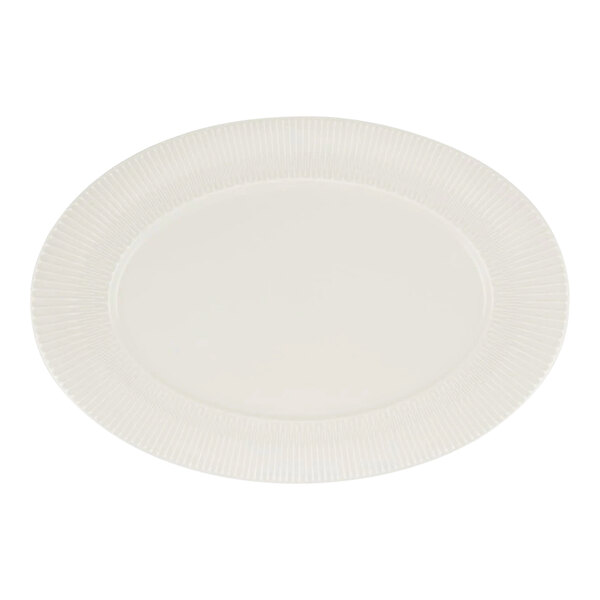 Schonwald Vibes 13 3/8" x 9" White Porcelain Oval Platter - 12/Case