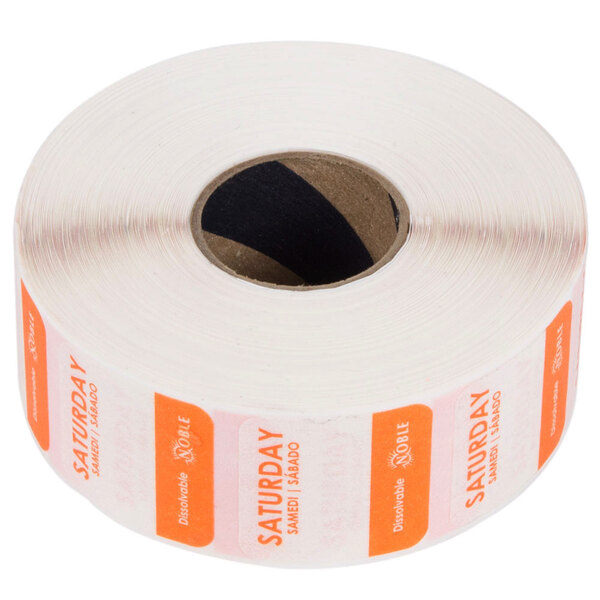 Noble Products Saturday 1" Dissolvable Day of the Week Label - 1000/Roll