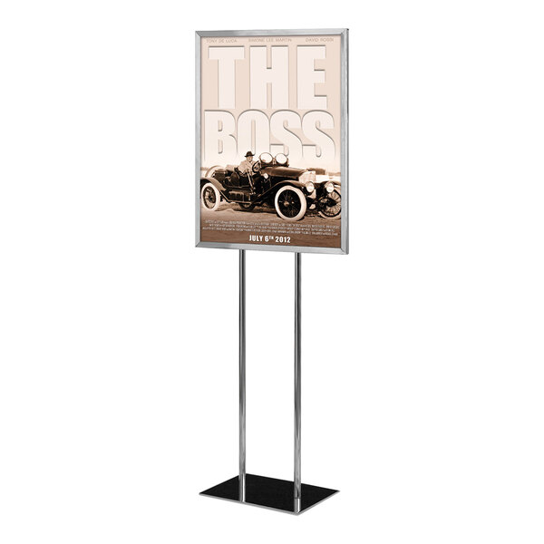 United Visual Products 14" x 22" Chrome Steel Pedestal Poster Stand ...