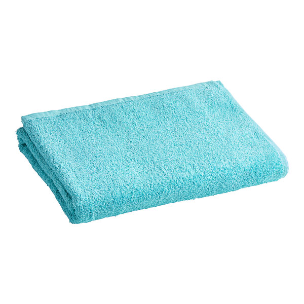 Oxford 27" x 54" Aqua Blue 100% Ringspun Cotton Pool Towel 12 lb. - 48/Case