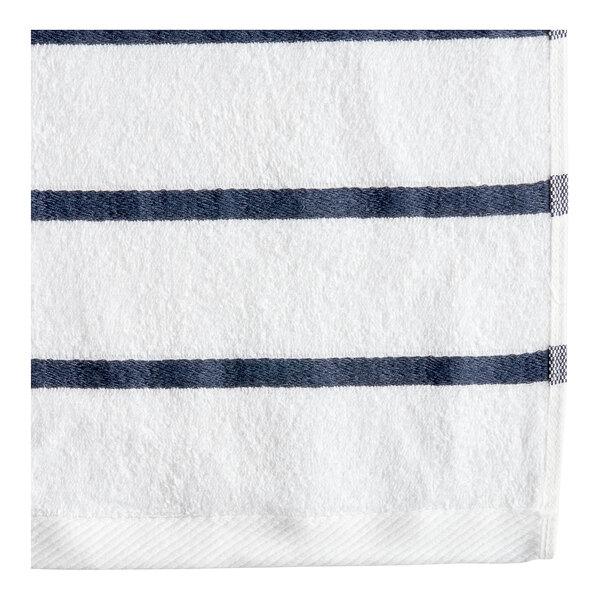 Oxford 30" x 60" Navy Blue Stripes Cotton / Polyester Pool Towel 12.5 ...
